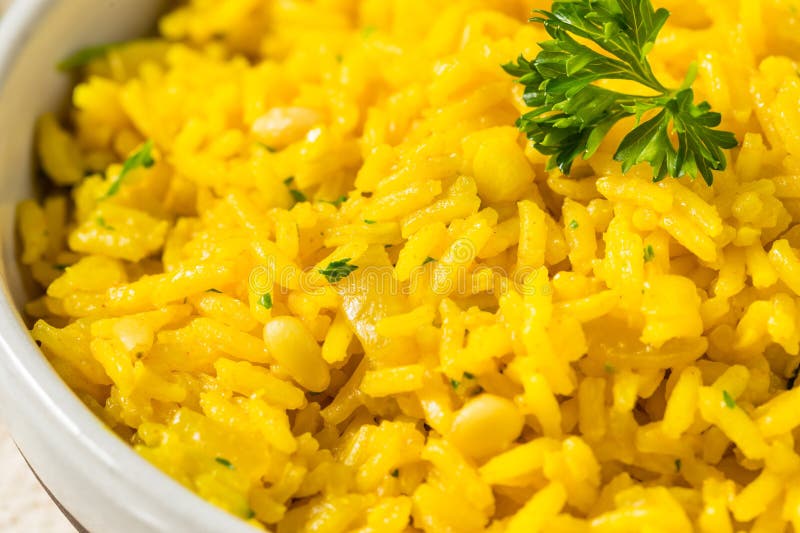 Homemade Yellow Mediterranean Rice Stock Photo - Image of mediterranean ...