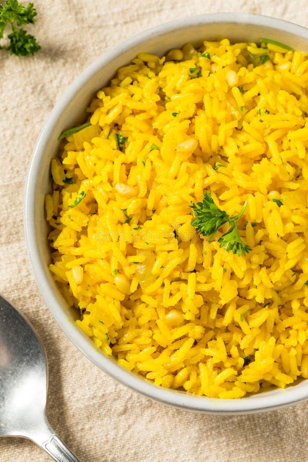 Homemade Yellow Mediterranean Rice Stock Photo - Image of fresh ...