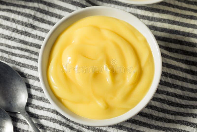 Homemade Yellow Vanilla Pudding Stock Photo - Image of bowl, pudding ...