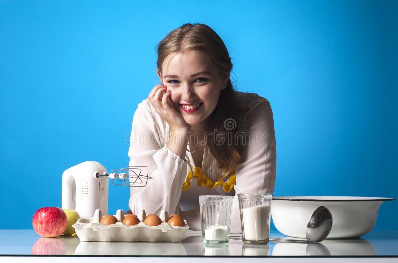 Homemaker in kitchen stock image. Image of cheerful, cooking - 47175805