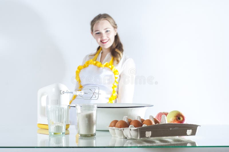 Homemaker in kitchen stock image. Image of caucasian - 49964209