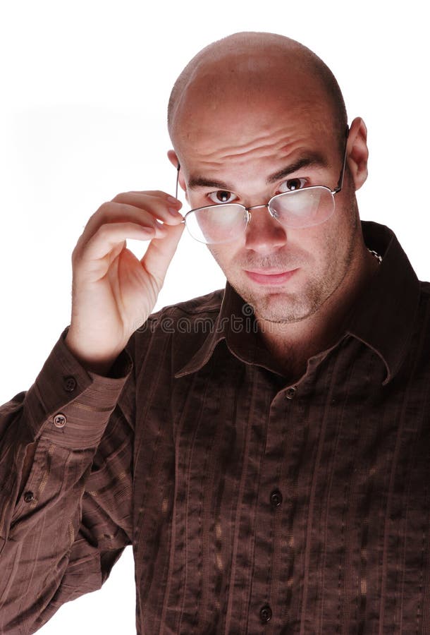 Homem Calvo Nos Monóculos Com Dentes Feios Imagem de Stock - Imagem de ...