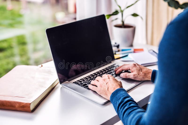 Homeoffice for Handsome Man. Man Working on Computer from Home ...