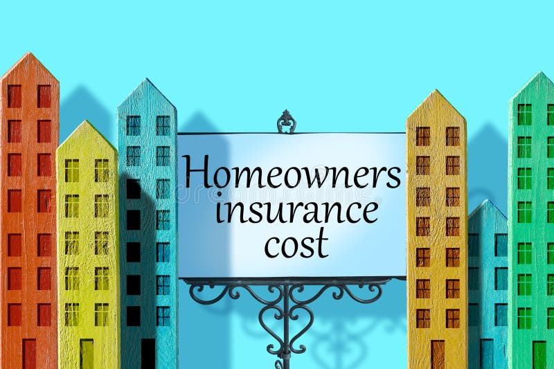 Homeowners Insurance Cost Concept with Text and Cityscape Model Stock ...