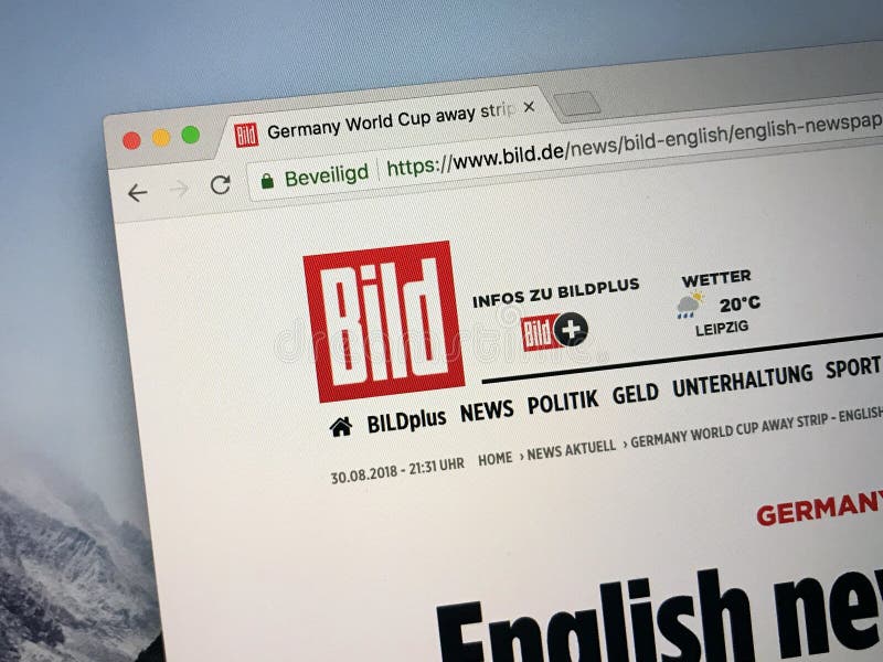 Homepage of the Bild editorial photo. Image of internet - 124974356