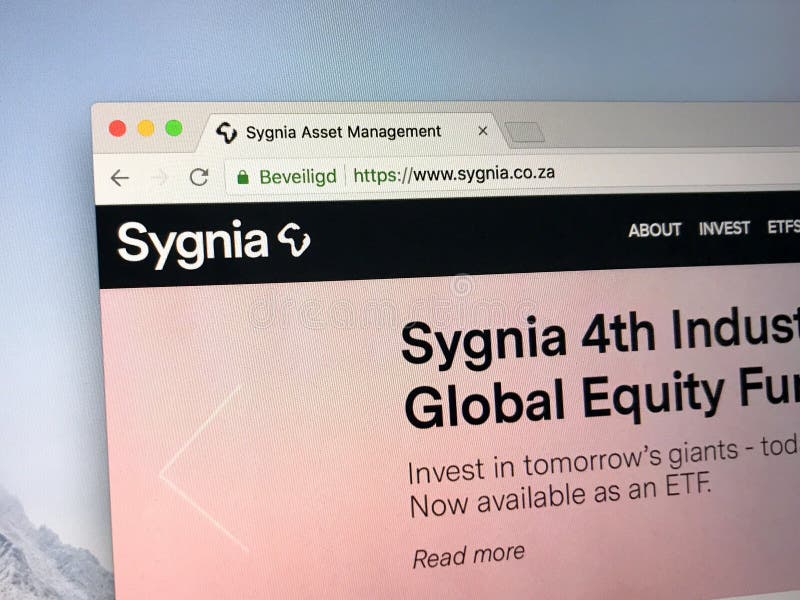 Homepage de Sygnia imagen editorial. Imagen de internet - 120730590