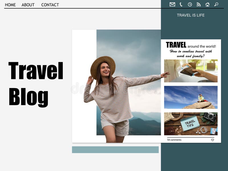 Homepage Design of Travel Blog Web Site Stock Image - Image of post ...