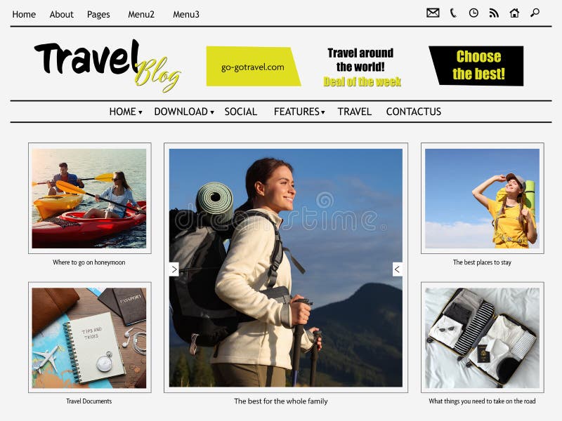 Homepage Design of Travel Blog Web Site Stock Photo - Image of ...
