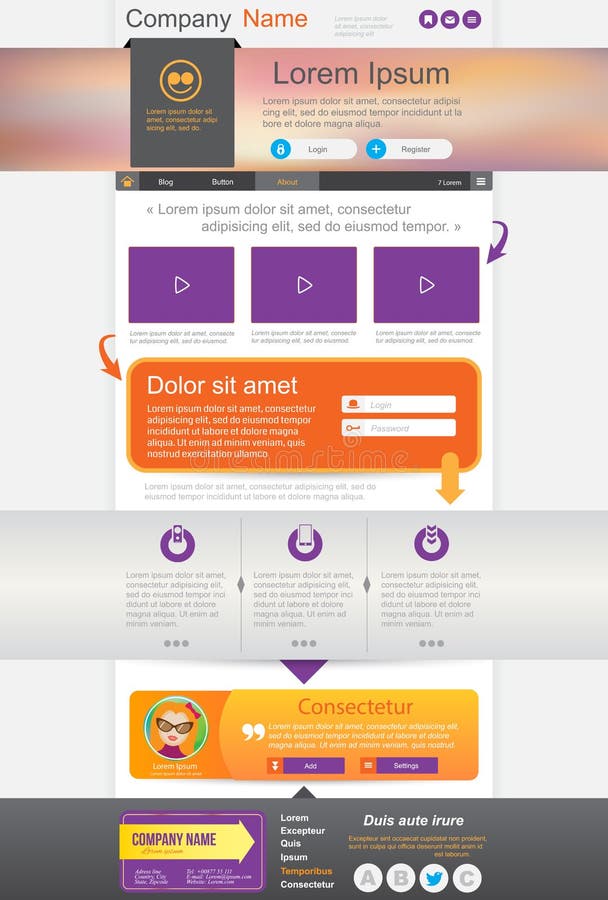 Homepage Web Design stock vector. Illustration of menu - 33334246