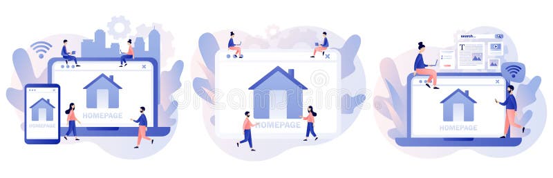 Homepage. Web Page Design on Smartphone or Laptop Stock Vector ...