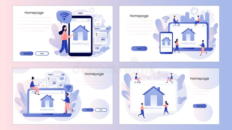 Homepage. Web Page Design on Smartphone or Laptop. Website Homepage ...