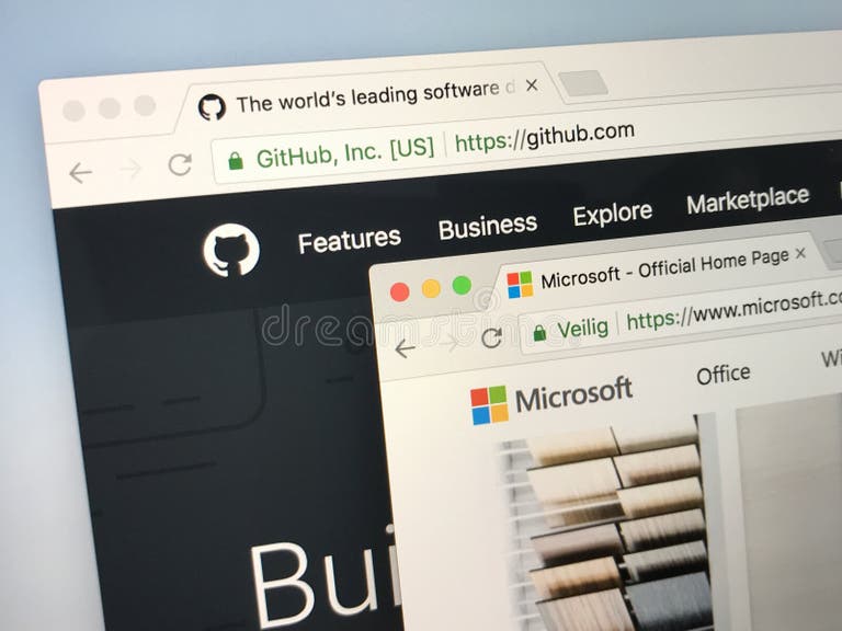 Homepages Microsoft and GitHub Inc. Editorial Stock Image - Image of ...