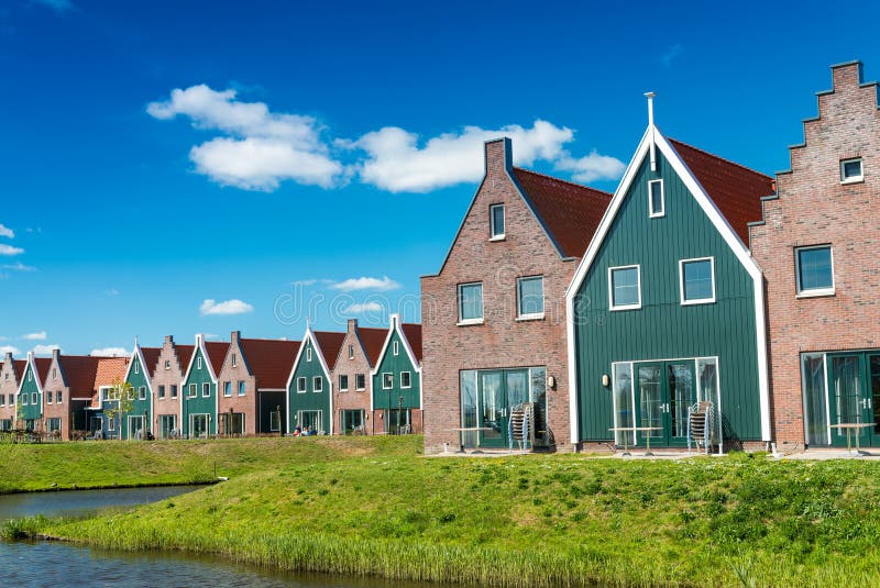 Homes of Volendam on a Sunny Day Stock Image - Image of home, estate ...