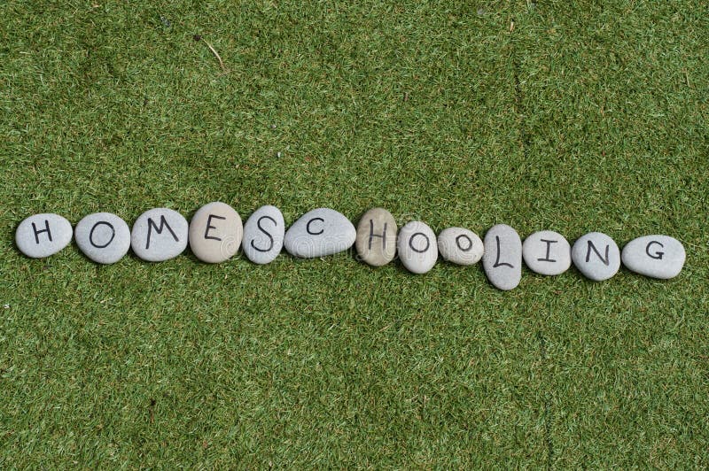 Homeschooling Written in Pebbles on Artificial Grass Stock Image ...