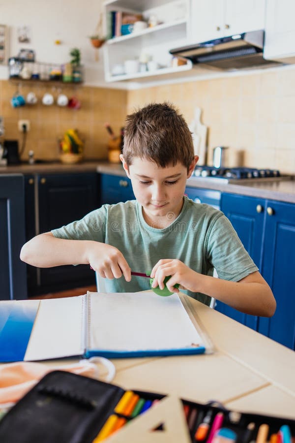 Homeschooling. 2nd grade. stock image. Image of domestic - 184745075