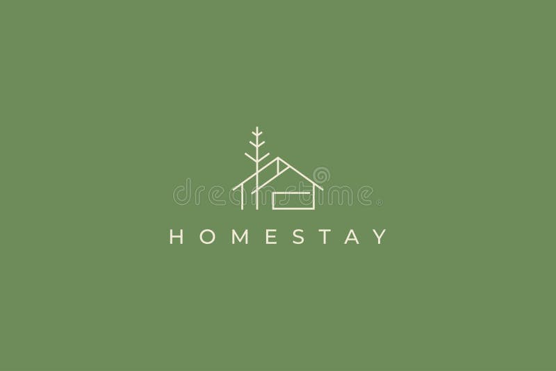 Natural Homestay Logo Minimalist Comfort Building House Stock ...