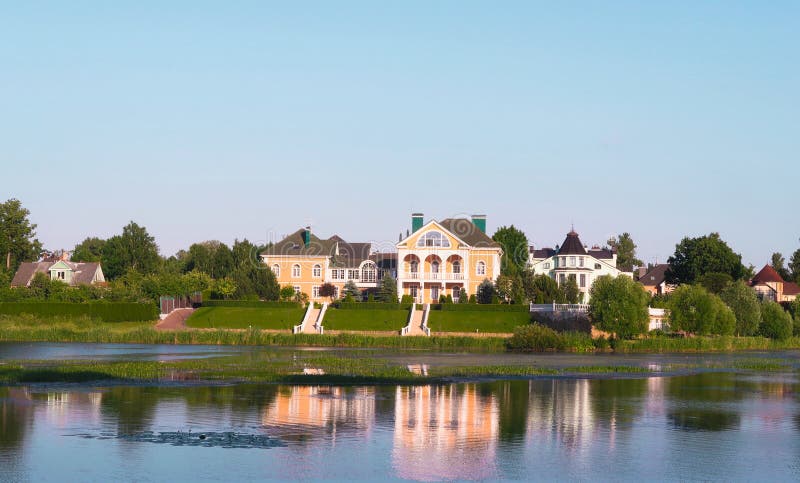 Homestead on the River Bank Stock Photo - Image of park, skyline: 251142806