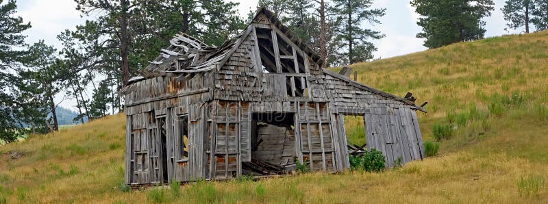 Homestead Ruins about To Fall Over Stock Image - Image of ranching ...