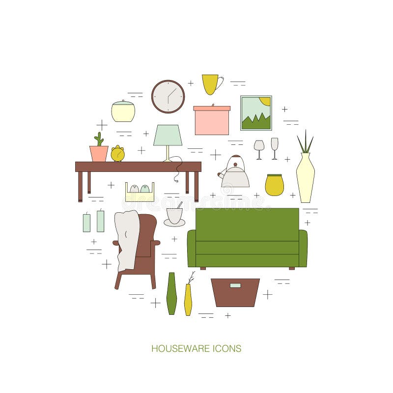 Houseware icon set stock vector. Illustration of cute - 10041169