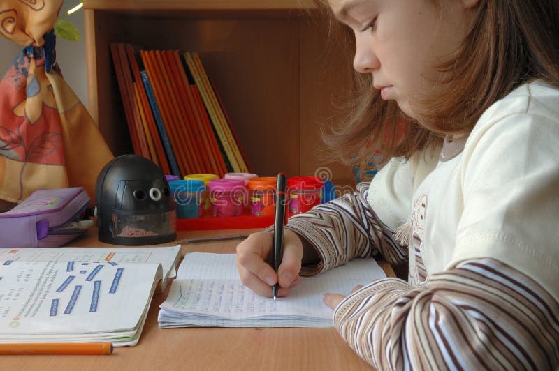 Elementary Student Doing English Homework Stock Photo - Image of ...