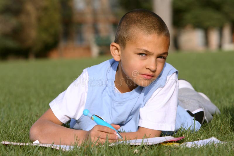 Homework stock image. Image of sunny, outside, childhood - 5620679