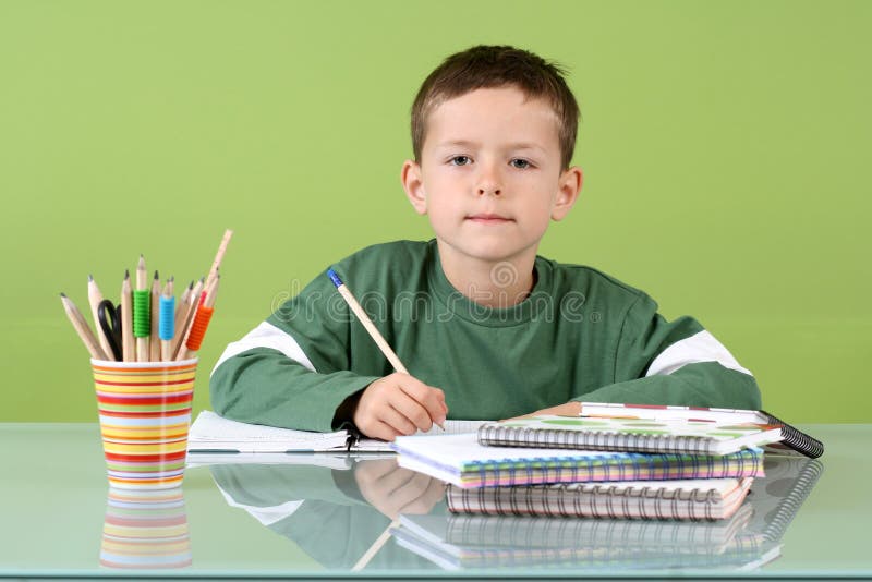 7 Years Old Boy Doing His Homework Education Stock Photos - Free ...