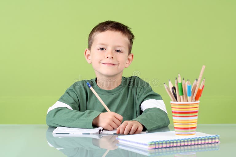 7 Years Old Boy Doing His Homework Education Stock Photos - Free ...