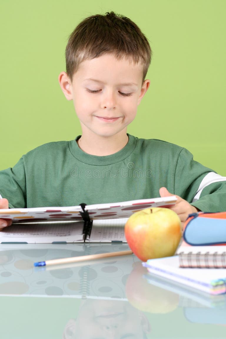 7 Years Old Boy Doing His Homework Education Stock Photos - Free ...