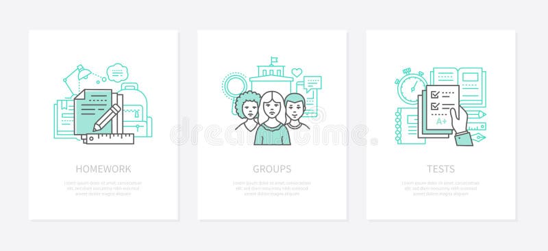 Homework Assignment, Task Concept Vector Icons Set Stock Vector ...