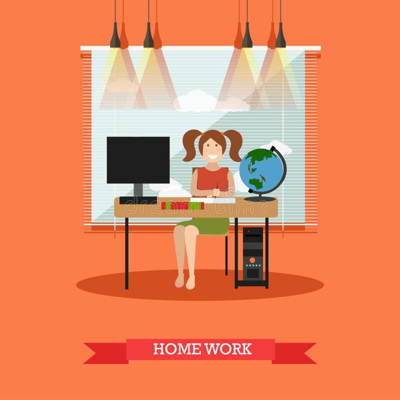 Homework Flat Isometric Vector Concept. Stock Vector - Illustration of ...