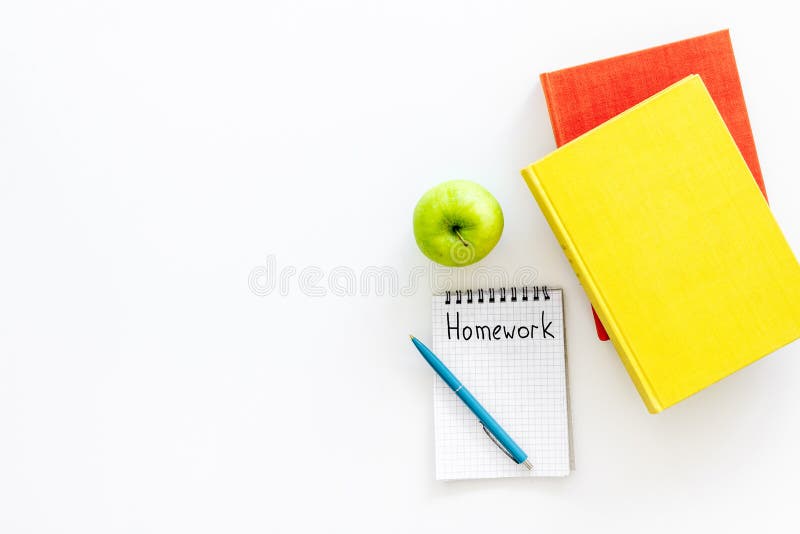 Homework Concept. Word Homework Written in Notebook on White Desk with ...