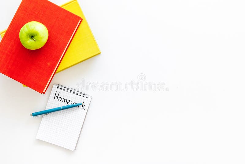 Homework Concept. Word Homework Written in Notebook on White Desk with ...