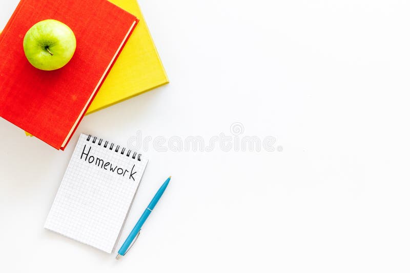 Homework Concept. Word Homework Written in Notebook on Blue Desk with ...