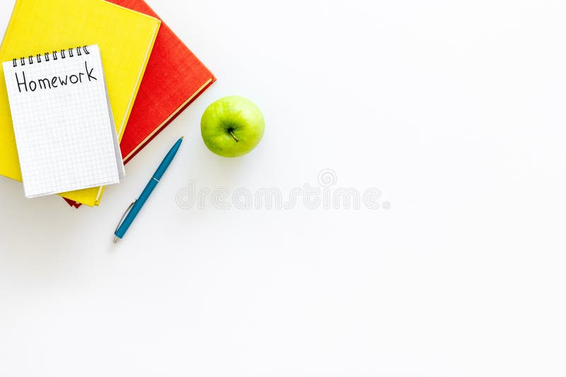 Homework Concept. Word Homework Written in Notebook on White Desk with ...