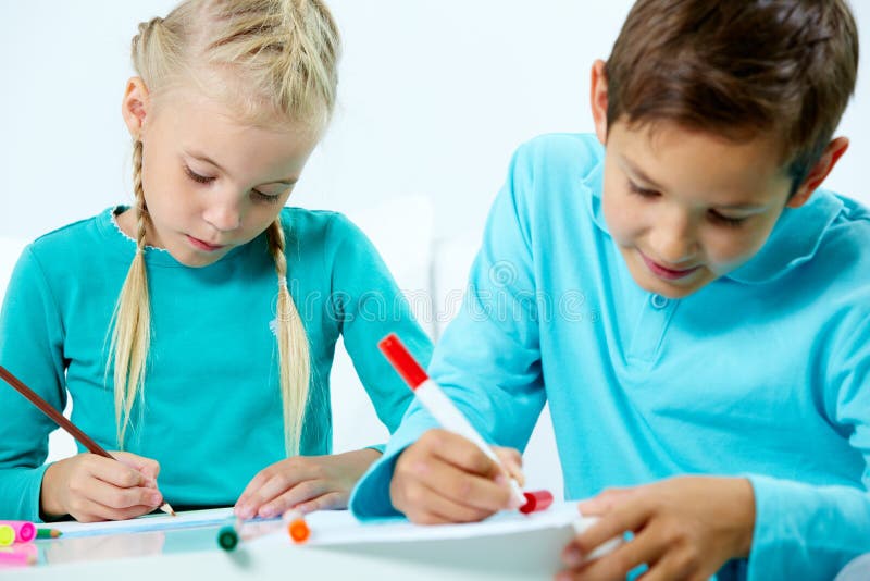 Homework with friend stock image. Image of concentrated - 32808721