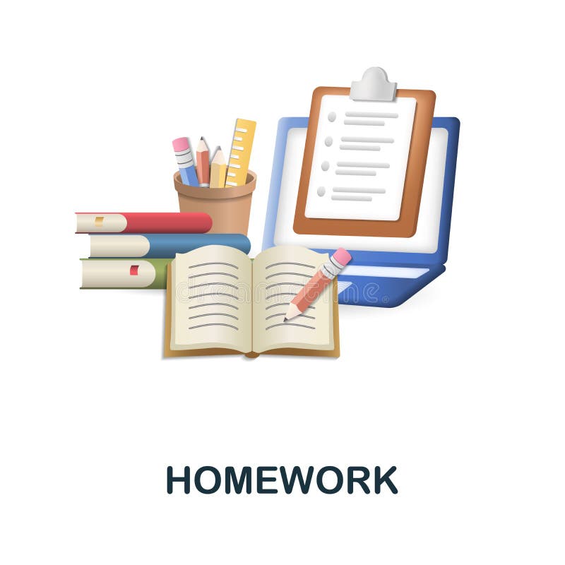 Homework Icon. 3d Illustration from Back To School Collection Stock ...