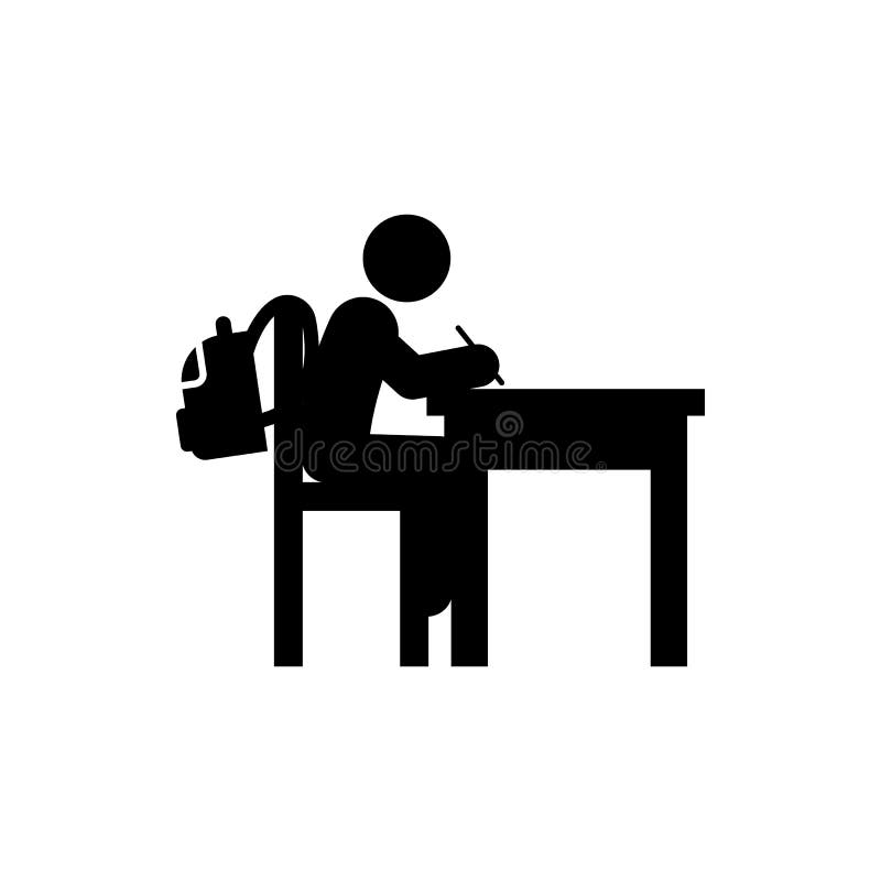 Happy Cute School Boy Writing For Homework, Study Concept, Vector ...