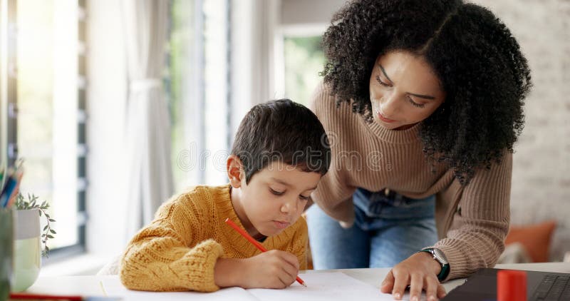 Homework, Learning and Help with Mother and Son for Homeschooling, Research and Math. Education ...