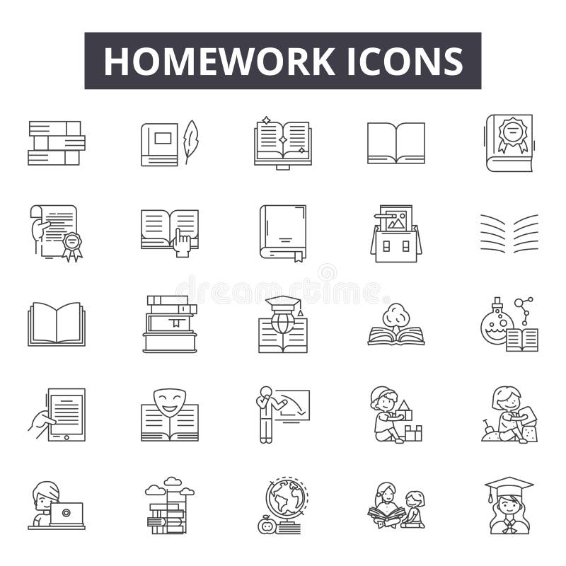 Homework Line Icon, School And Education, Notebook Sign Vector Graphics ...