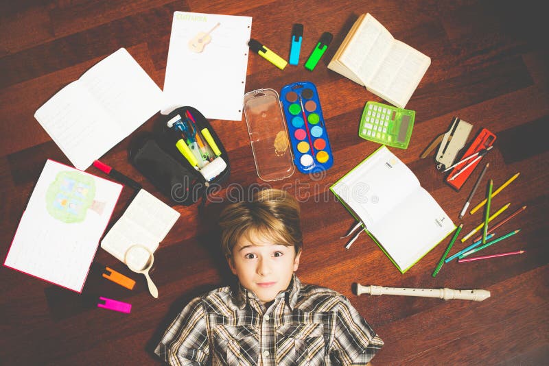 Homework for little boy stock image. Image of school - 61843581
