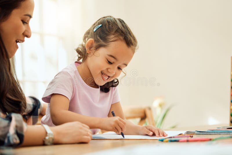 Homework, Writing and Child at Home with Smile, Learning and Happy for ...