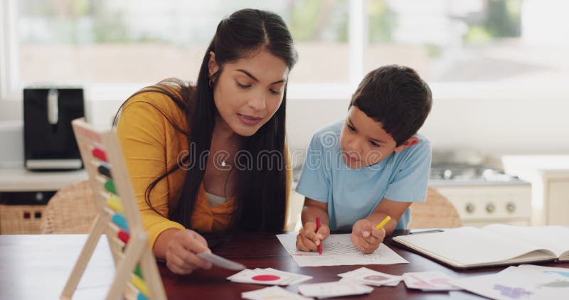 Homework, Mother and Son with Education, Talking and Studying with ...