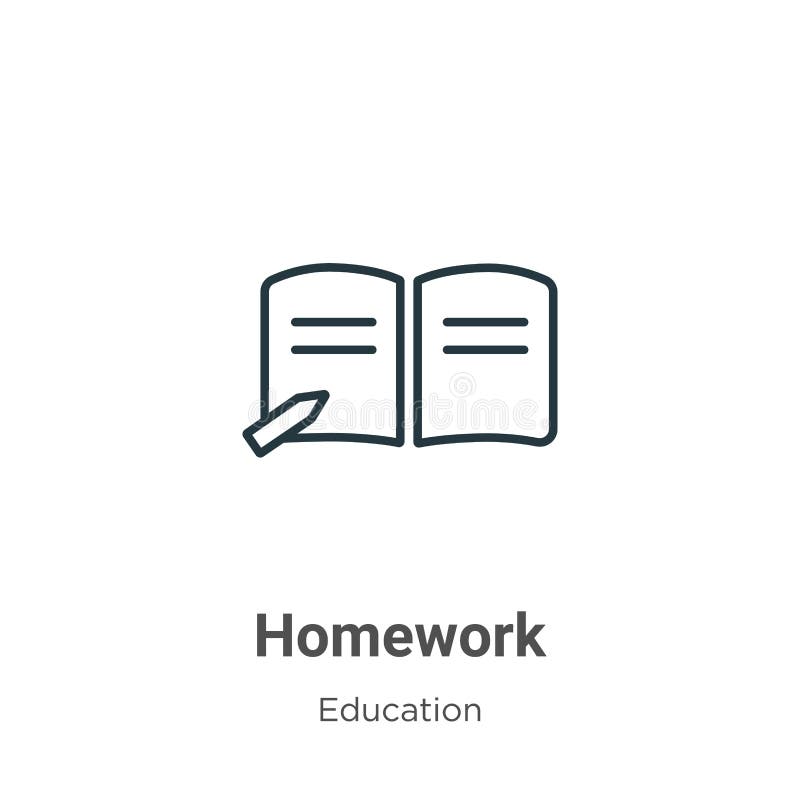 Homework Thin Line Icon, Paper and School, Notebook with Pen Sign ...