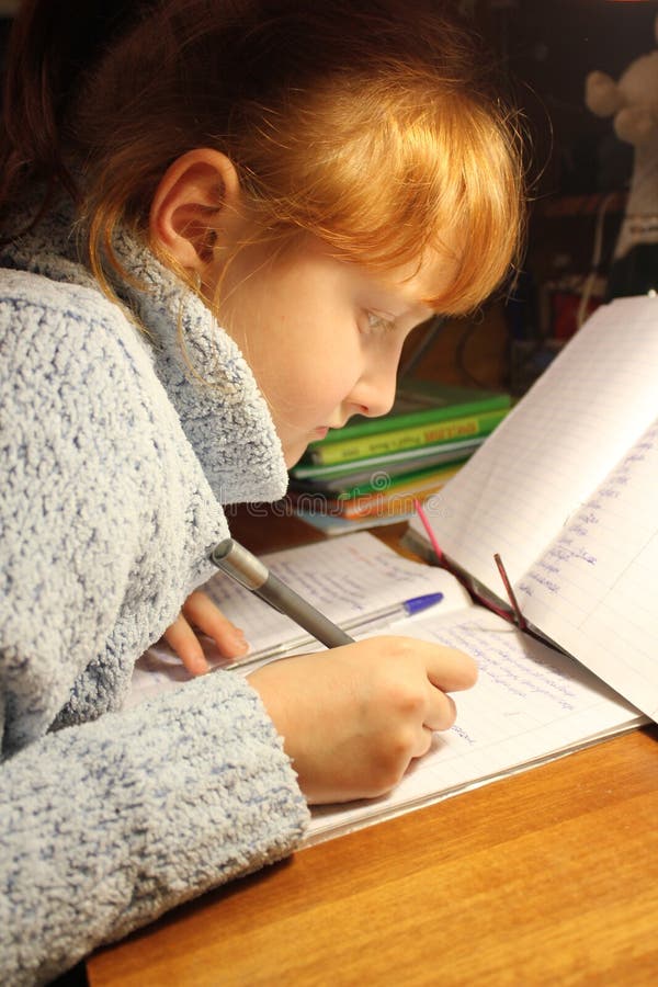 Homework preparation stock image. Image of redhaired - 37750789
