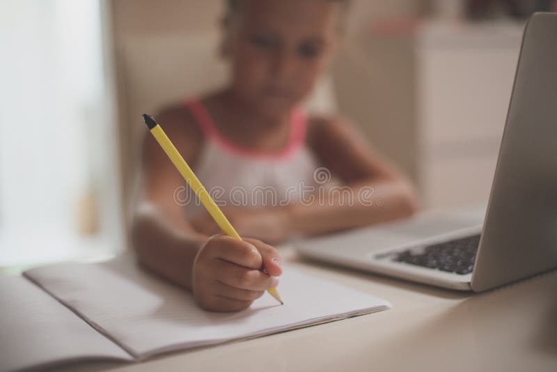 Homework. stock image. Image of computer, building, child - 123632051