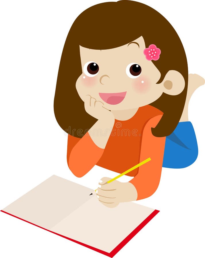 Homework time stock vector. Illustration of crayon, girl - 13240999
