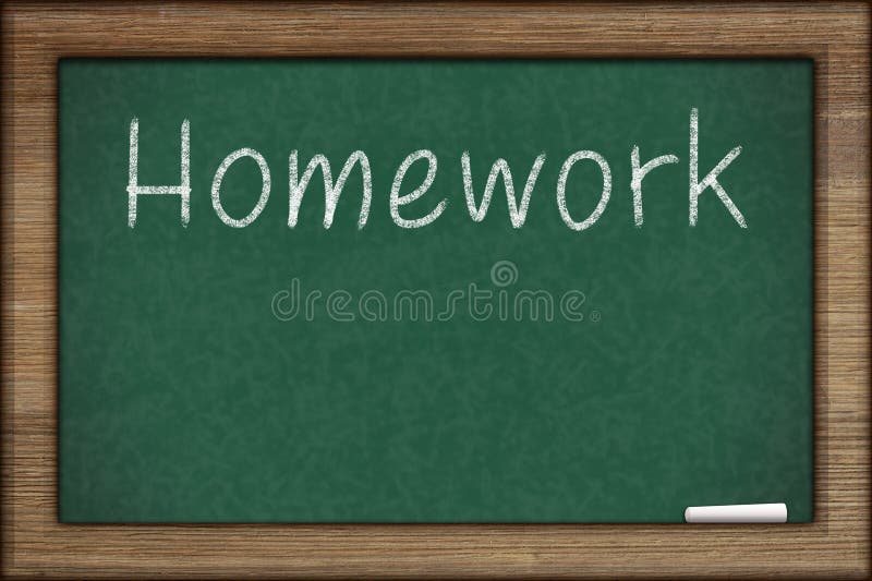 Homework Written on a Green Chalkboard Stock Photo - Image of written ...