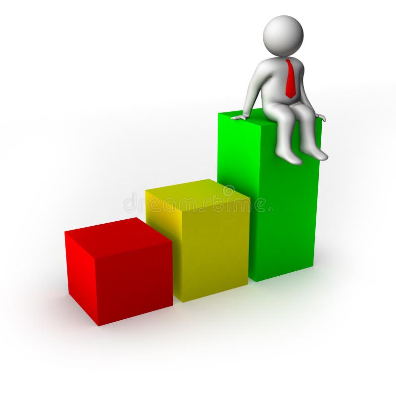 Homme 3D Avec Un Graphique D'affaires Illustration Stock - Illustration ...