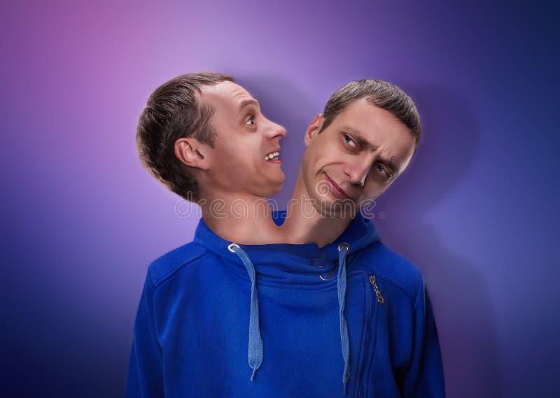 Homme avec deux têtes image stock. Image du connexion - 50822845