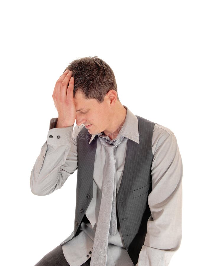 Homme Avec La Main Sur Le Front Photo stock - Image of isolement ...